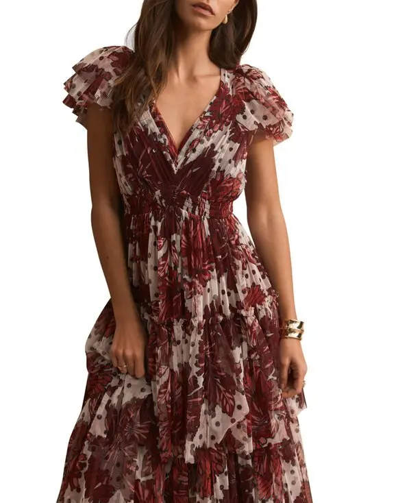 Mint Velvet Floral Print Tulle Midi Dress