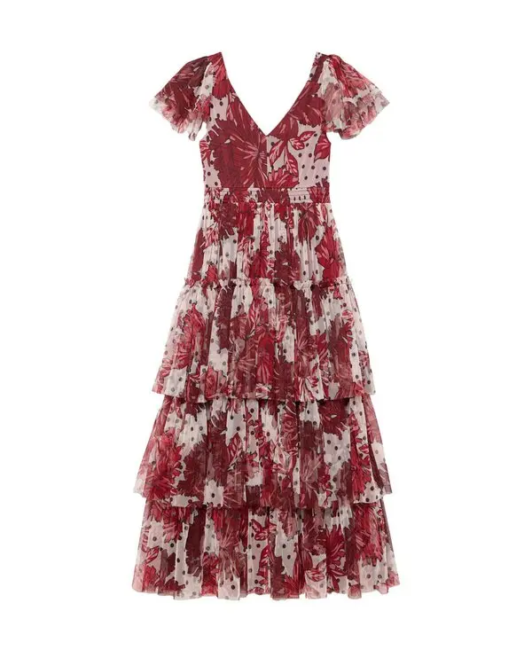 Mint Velvet Floral Print Tulle Midi Dress