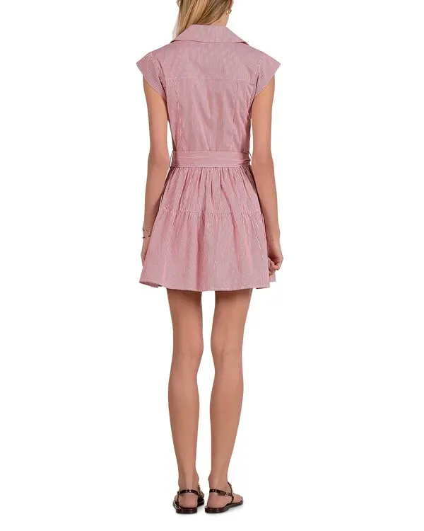 Elan Cap Sleeve Tiered Dress - Red Stripe