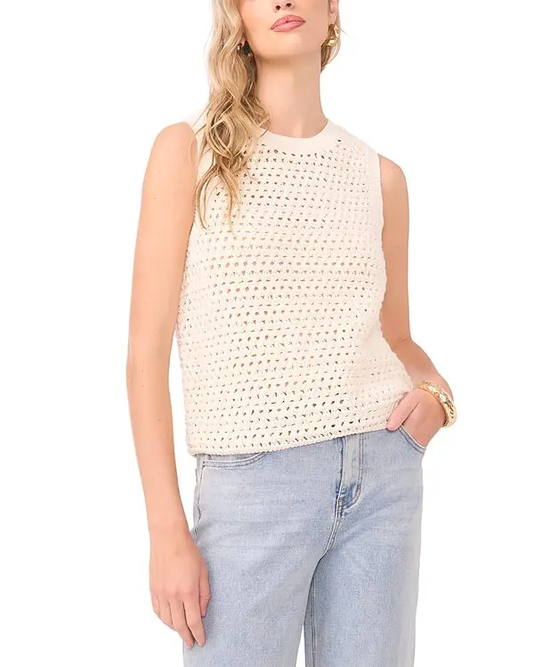 1.State Openwork Crewneck Tank - Eggnog
