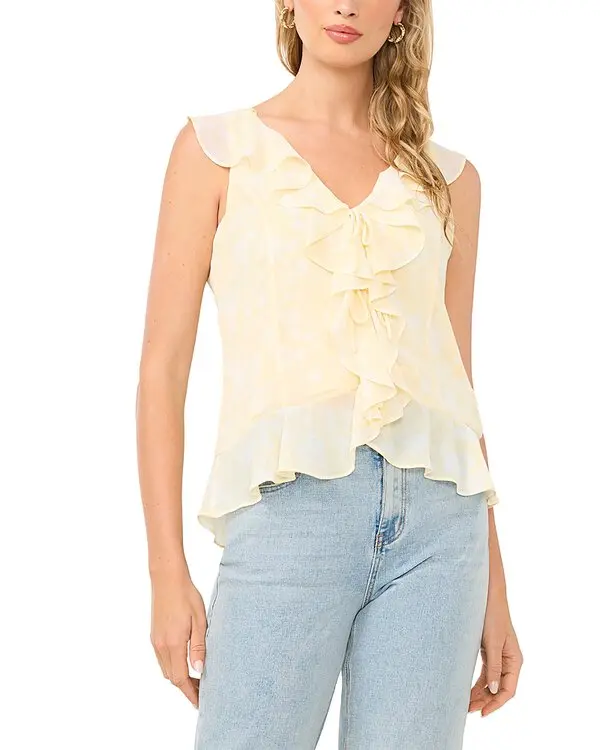 1.State Ruffled V-neck Blouse - Pastel Yellow