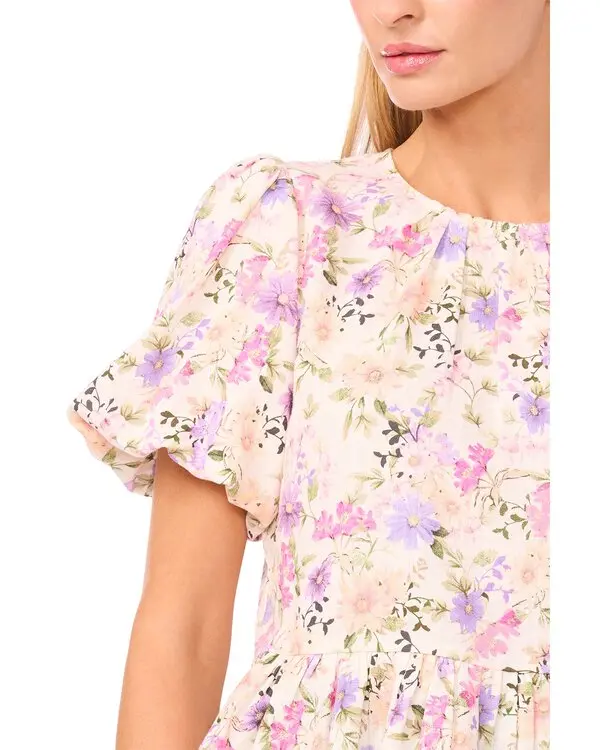 CECE DUPRAZ Shirred Puff Sleeve Top - New Ivory
