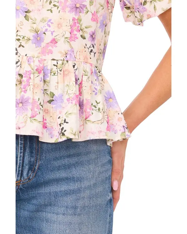 CECE DUPRAZ Shirred Puff Sleeve Top - New Ivory