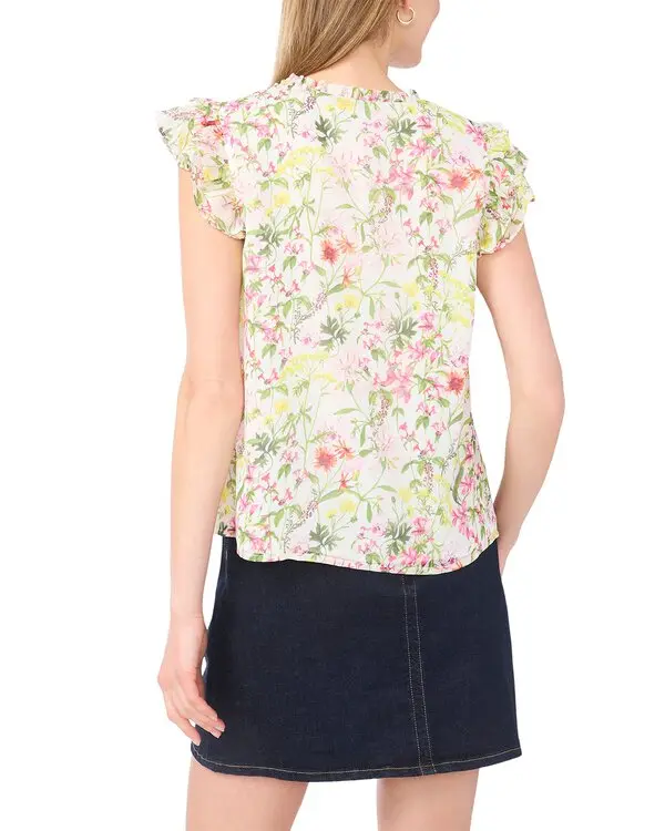 Vince Camuto Split Neck Flutter Sleeve Blouse