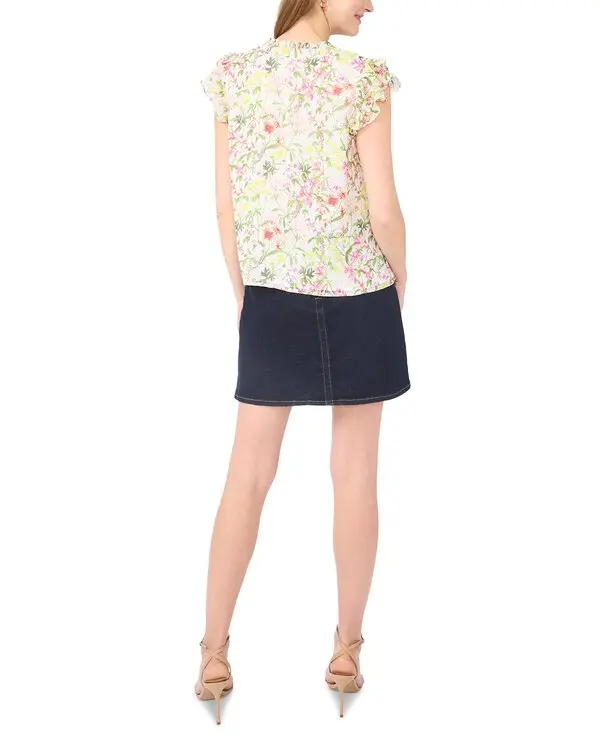 Vince Camuto Split Neck Flutter Sleeve Blouse
