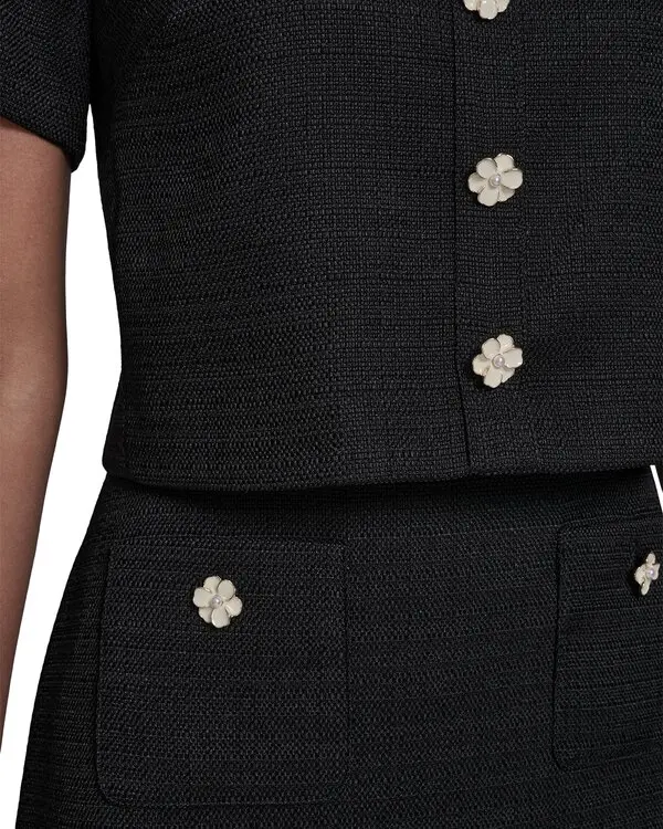 Karl Lagerfeld Paris Flower Button Tweed Dress