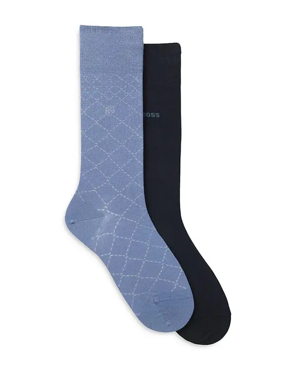 BOSS 2pk. Mini Argyle Crew Socks - Open Blue