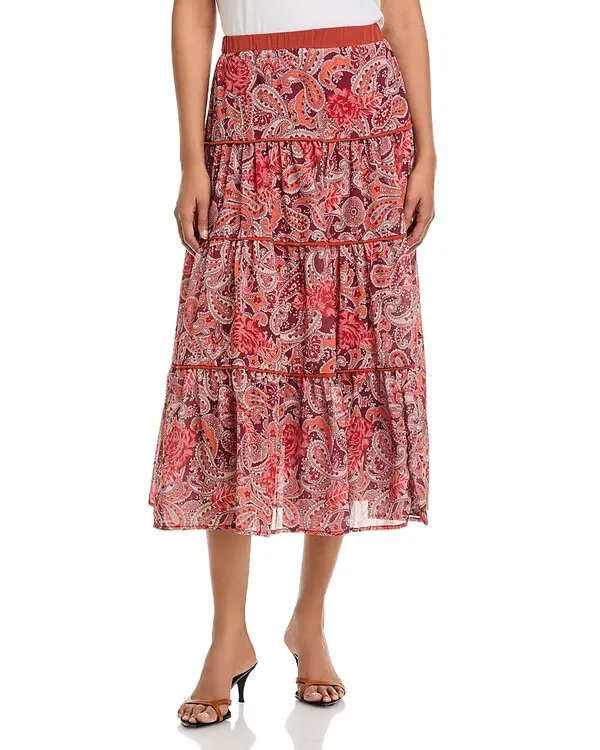 NANCY YANG Paisley Tiered Skirt