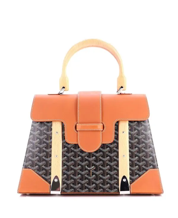 Goyard Mm Saigon Top Handle Bag Coated Canvas With Leather - Brown