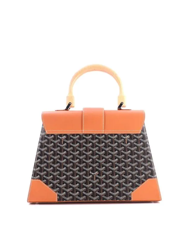 Goyard Mm Saigon Top Handle Bag Coated Canvas With Leather - Brown