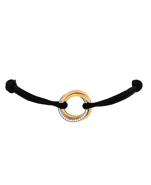 CARTIER Trinity On Cord Bracelet With 18k Tricolor And Diamonds - Gold