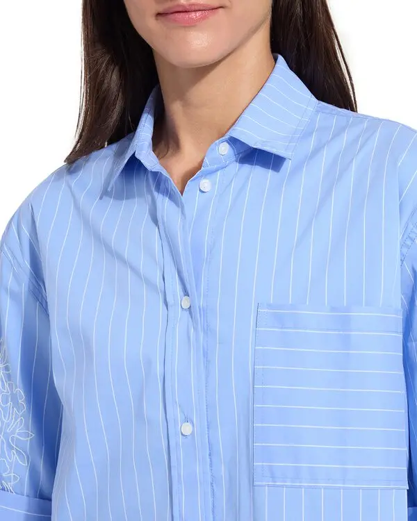 Lyssé Striped Embroidered Sleeves Shirt