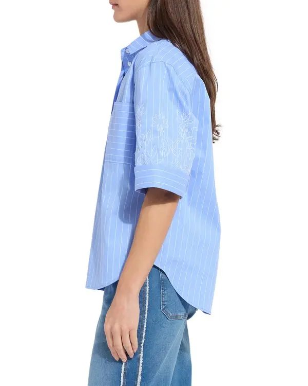 Lyssé Striped Embroidered Sleeves Shirt