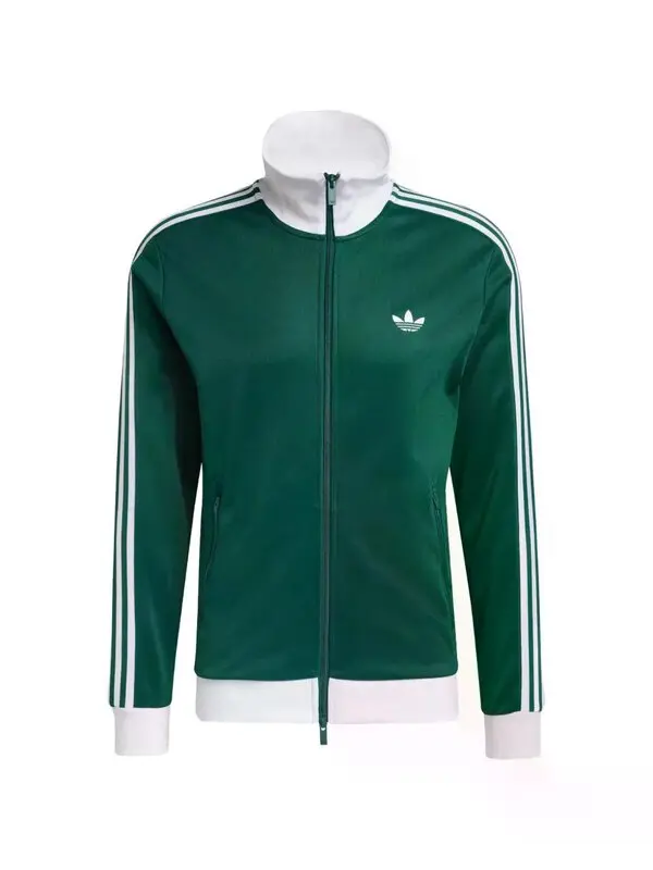 Adidas Striped-sleeve Zip-up Sweatshirt - Green