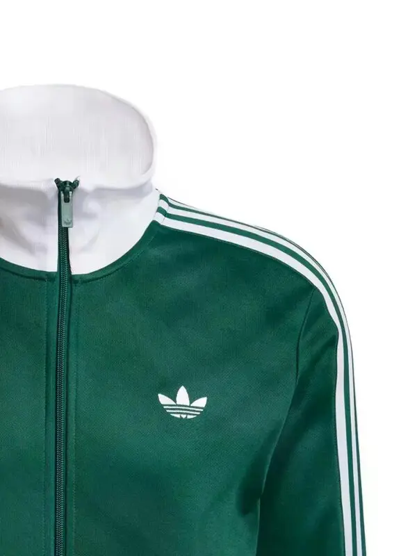 Adidas Striped-sleeve Zip-up Sweatshirt - Green