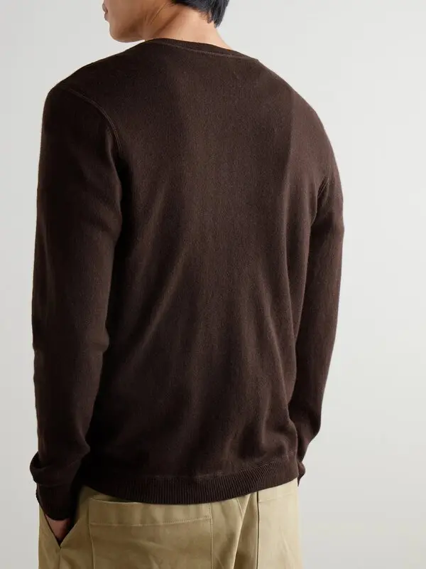 ALLUDE Cashmere V-neck Sweater - Brown