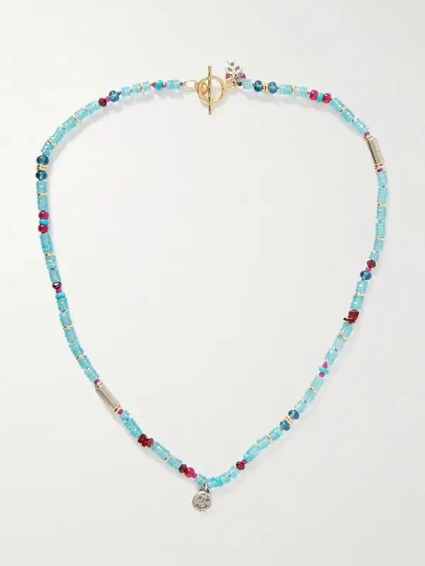 PEYOTE BIRD Gold-plated And Sterling Silver Multi-stone Beaded Necklace - Blue