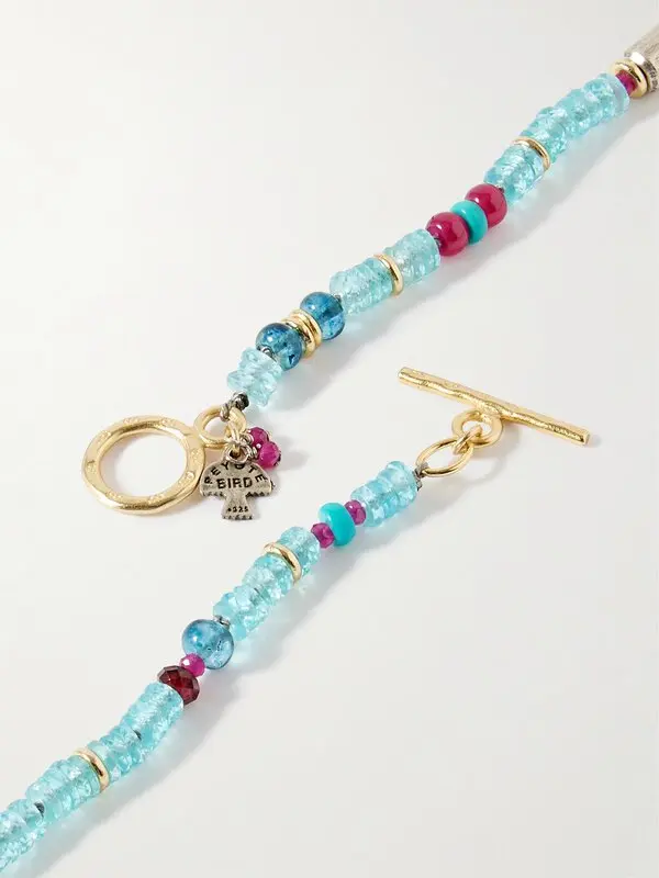 PEYOTE BIRD Gold-plated And Sterling Silver Multi-stone Beaded Necklace