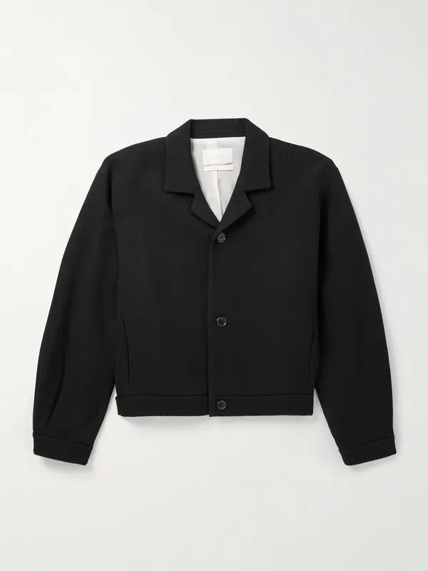 AMOMENTO Cropped Wool-blend Jacket - Black
