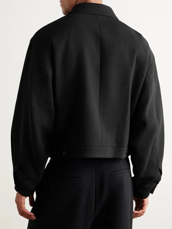 AMOMENTO Cropped Wool-blend Jacket - Black
