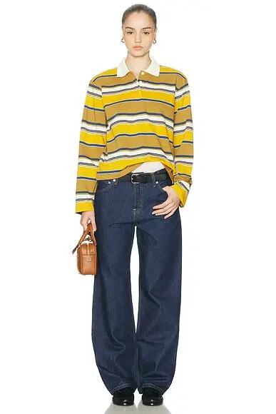GRLFRND Long Sleeve Polo Shirt - Multi Stripe