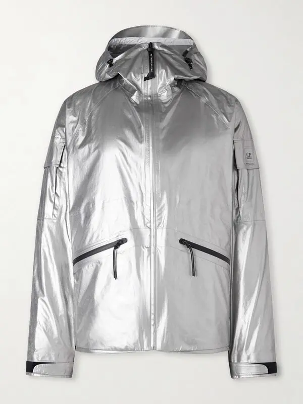 C.P. COMPANY Metropolis Metallic Shell Hooded Jacket - Silver