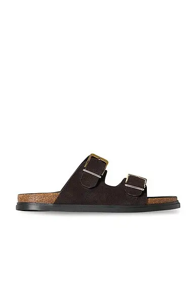 THE ROW Buckle Slide Sandals - Coffee
