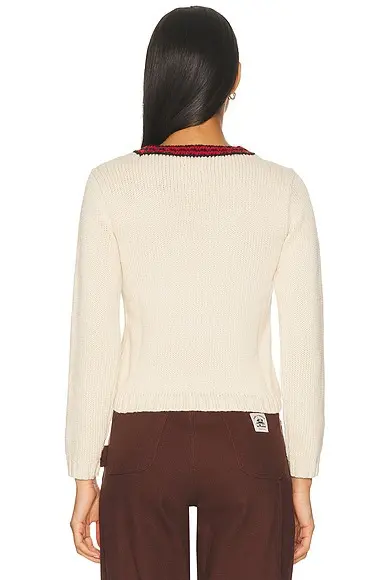 BODE Spaniel Embroidered Cropped Sweater - Cream