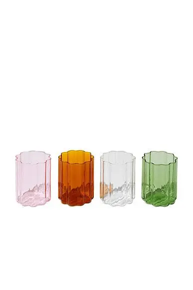 FAZEEK Wave Glass Set Of 4 - Mixed