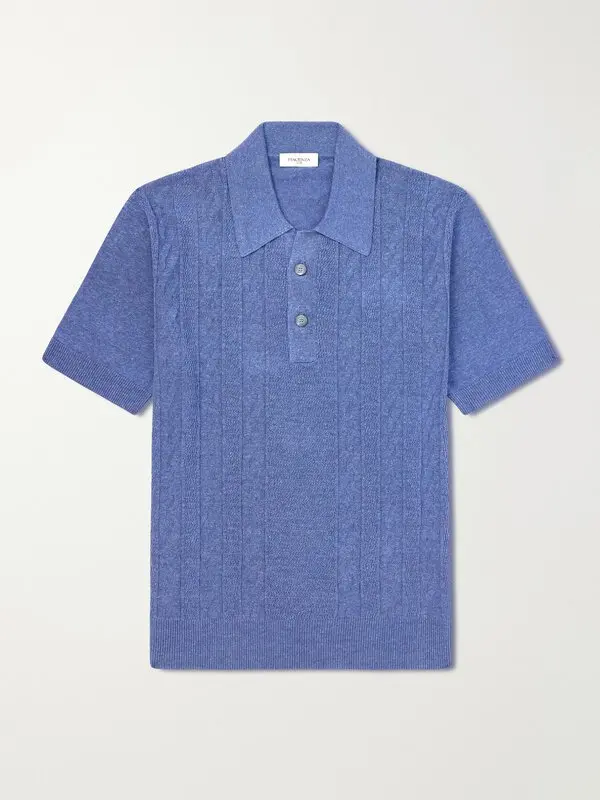 PIACENZA CASHMERE 1733 Silk And Linen-blend Polo Shirt - Blue