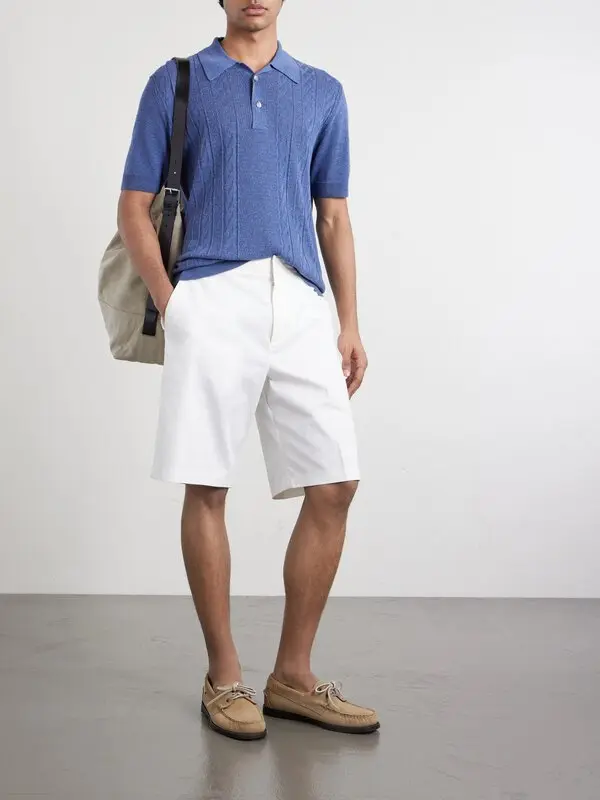 PIACENZA CASHMERE 1733 Silk And Linen-blend Polo Shirt - Blue