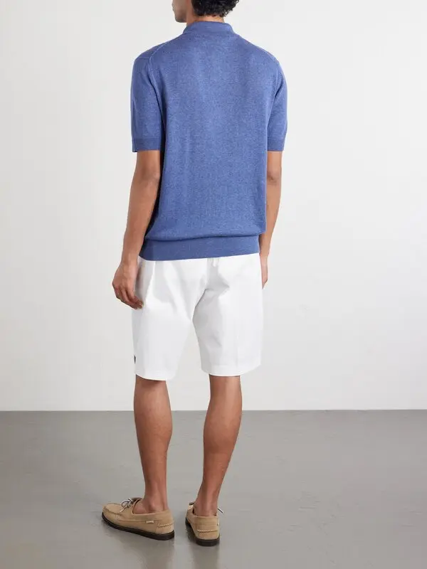 PIACENZA CASHMERE 1733 Silk And Linen-blend Polo Shirt - Blue