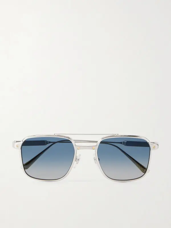 CARTIER Santos De Aviator-style Sunglasses - Silver