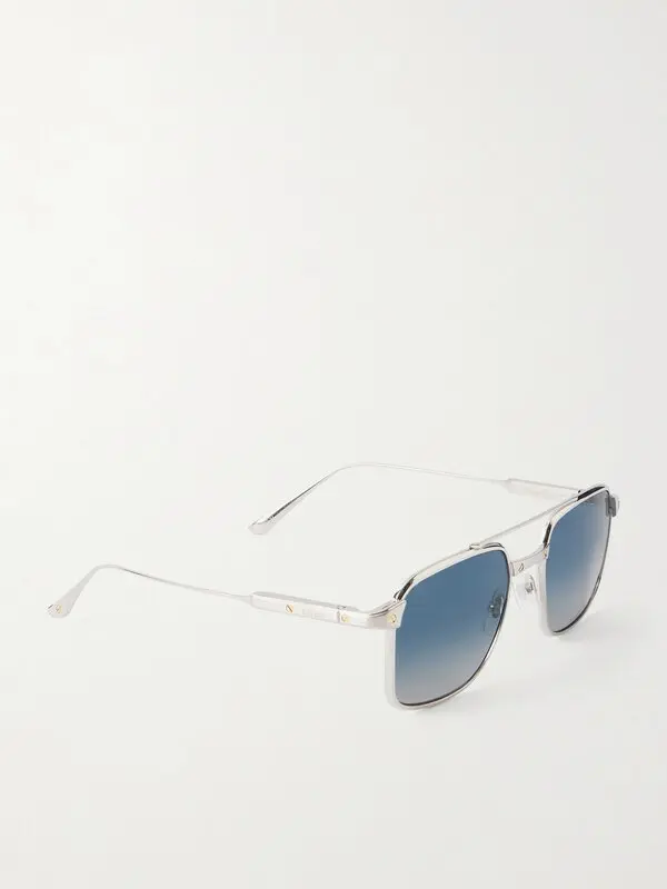 Cartier Santos De Aviator-style Sunglasses - Silver