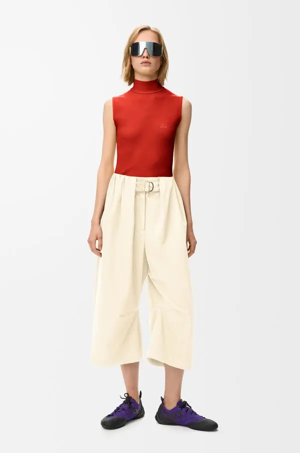 Loewe Cropped Belted Trousers - Ivory