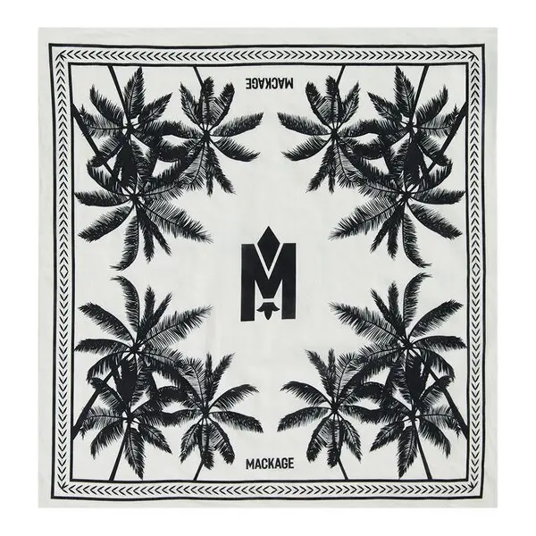 Mackage Leonora Printed Palm Tree Voile Scarf - White