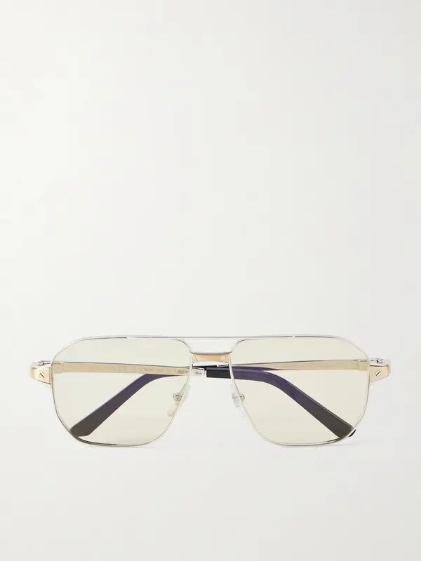 CARTIER Santos Aviator-style Sunglasses - Silver