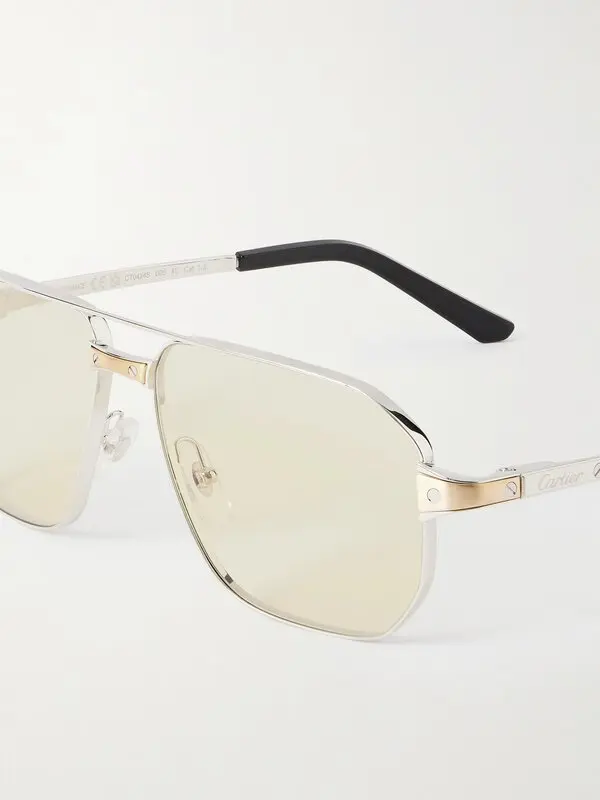 Cartier Santos Aviator-style Sunglasses - Silver