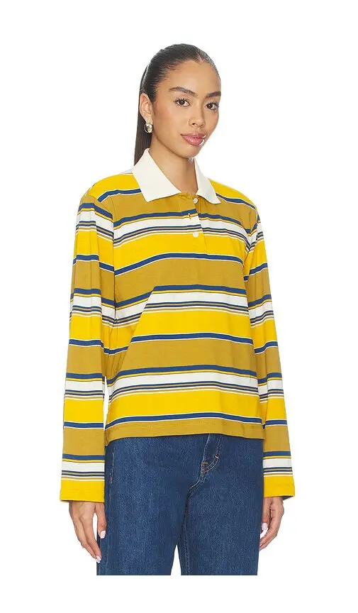 GRLFRND Long Sleeve Striped Polo Shirt