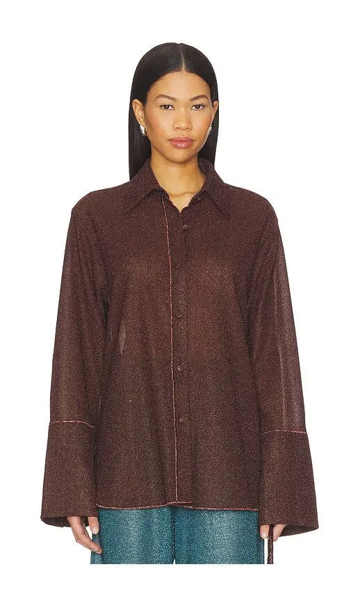 Oseree Lumiere Sleeves Shirt - Chocolate