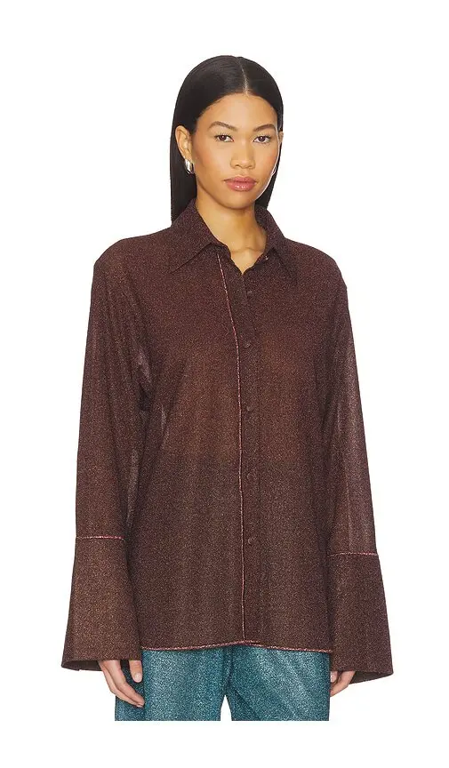 Oseree Lumiere Sleeves Shirt - Chocolate