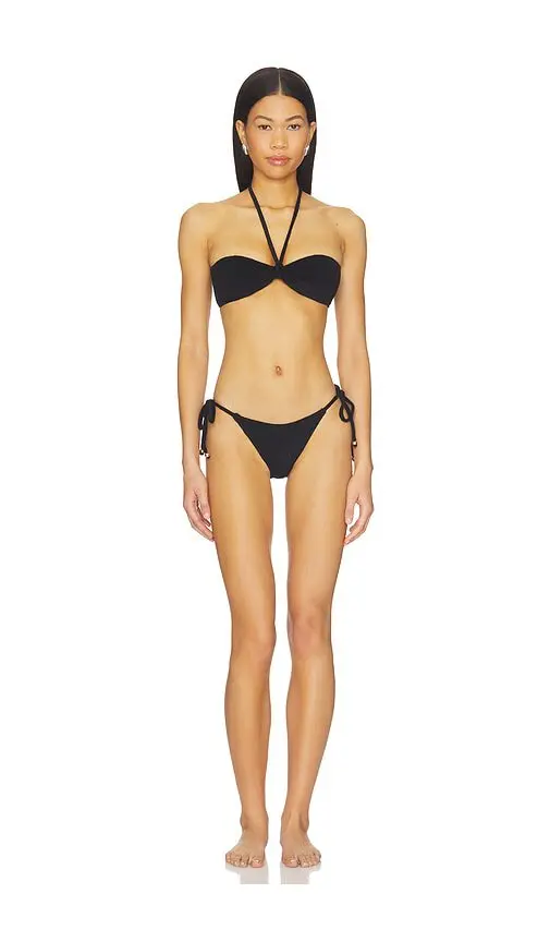 Lisa Marie Fernandez Bandeau String Bikini Set - Black