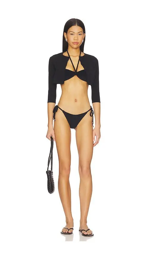 Lisa Marie Fernandez Bandeau String Bikini Set - Black