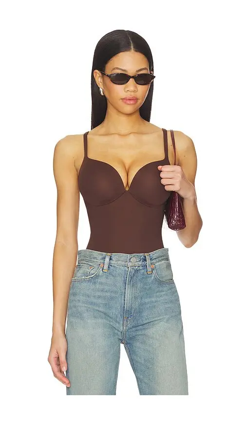 SKIMS Ultimate Body Shapewear Push-up Thong Bodysuit - Cocoa