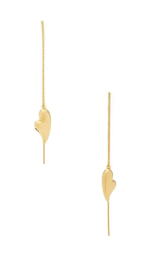 Jenny Bird Puffy Heart Threaders Earrings - Gold