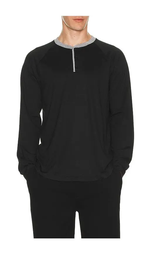 Barefoot Dreams Triblend Henley - Black