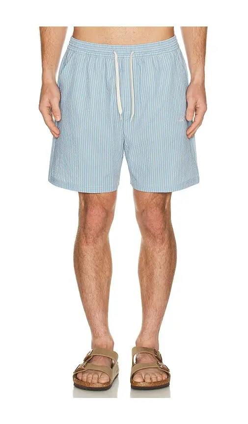 LES DEUX Stan Stripe Seersucker Swim Shorts - Allure