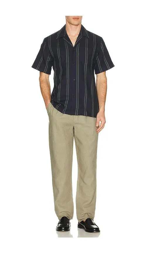 LES DEUX Lawson Stripe Shirt In Navy - Dark Navy