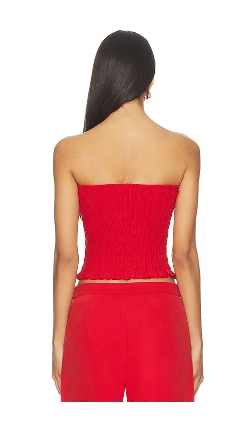 Lna Gigi Tube Top - Red Chambray