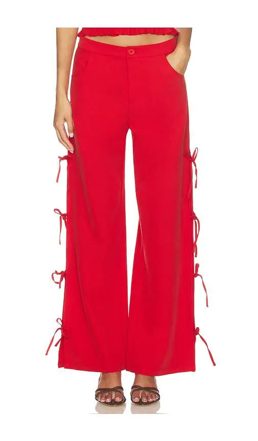 Lna Delia Tie Side Pant - Red Chambray
